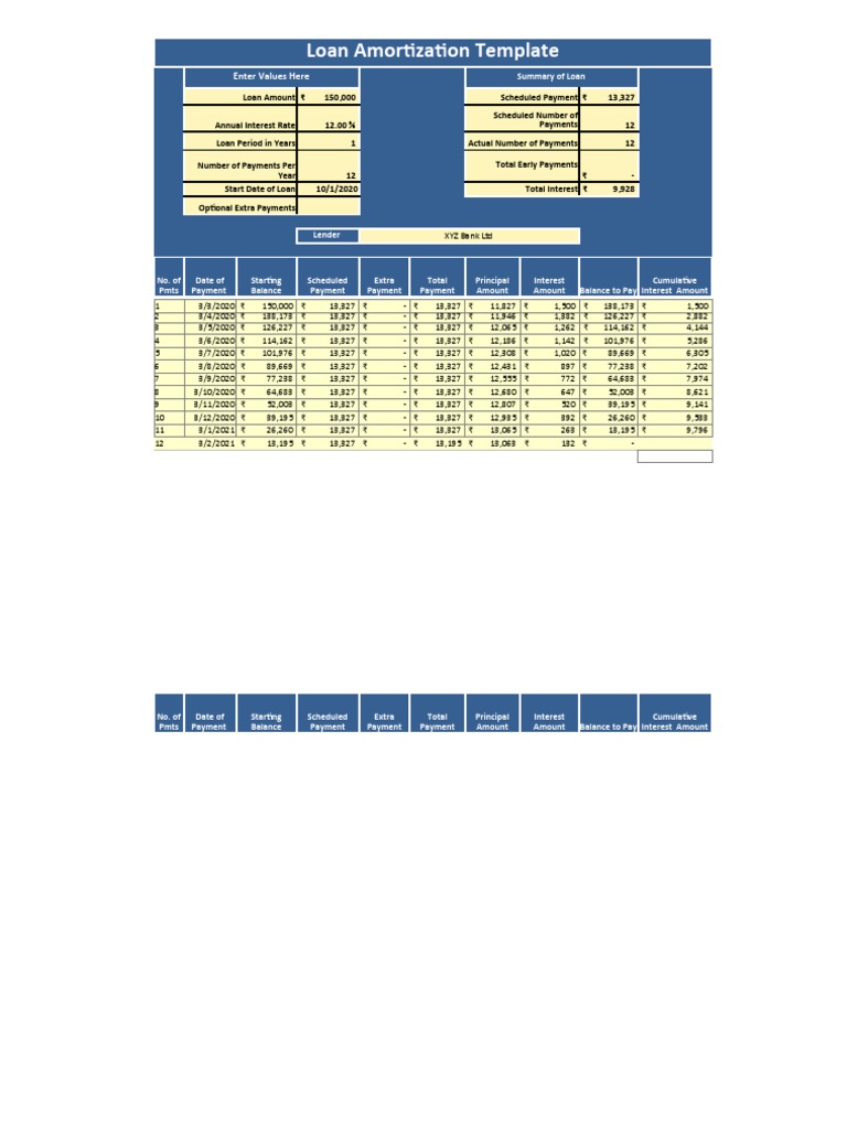 Simple Loan Amortization Template | PDF | Loans | Interest