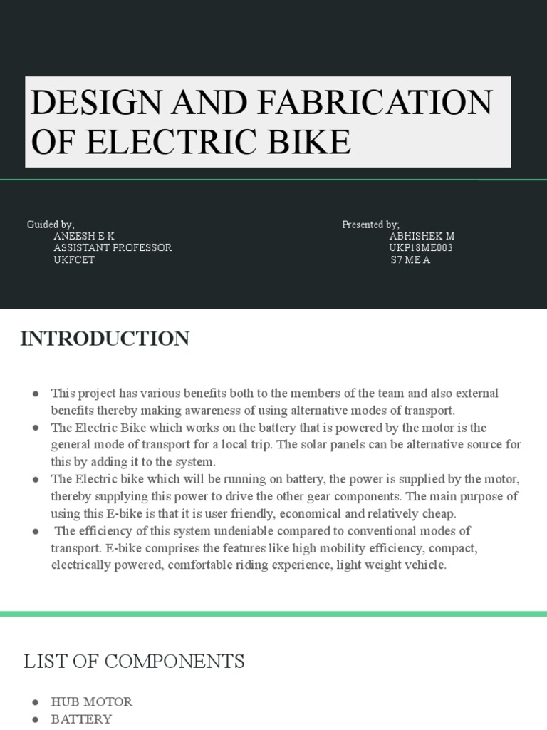 Design and Fabrication of Electric Bike | PDF | Electric Motor | Anode