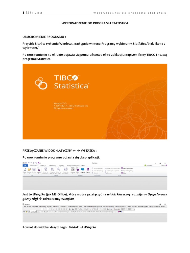 Wprowadzenie Do Programu Statistica | PDF