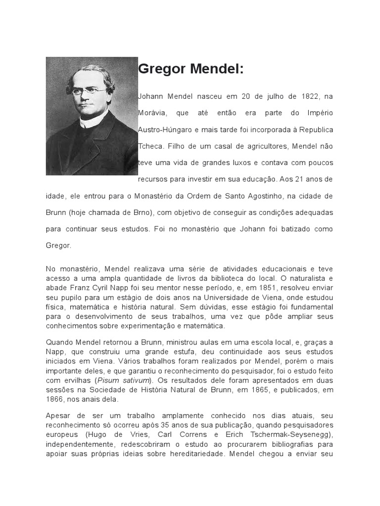 Gregor Mendel | PDF | Biologia