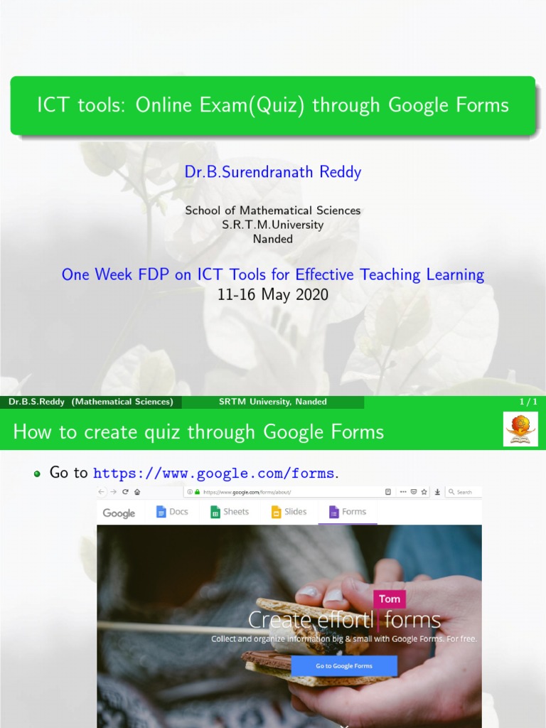 ICT Tools: Online Exam (Quiz) Through Google Forms: Dr.B.Surendranath ...