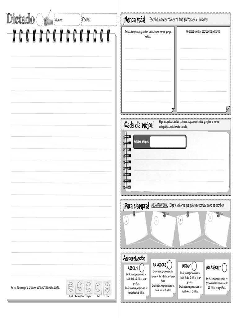 Plantilla Dictados Castellano | PDF