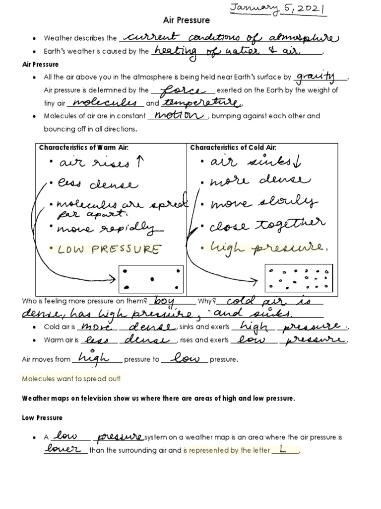1 5 Air Pressure Notes | PDF | Atmosphere Of Earth | Atmospheric Pressure