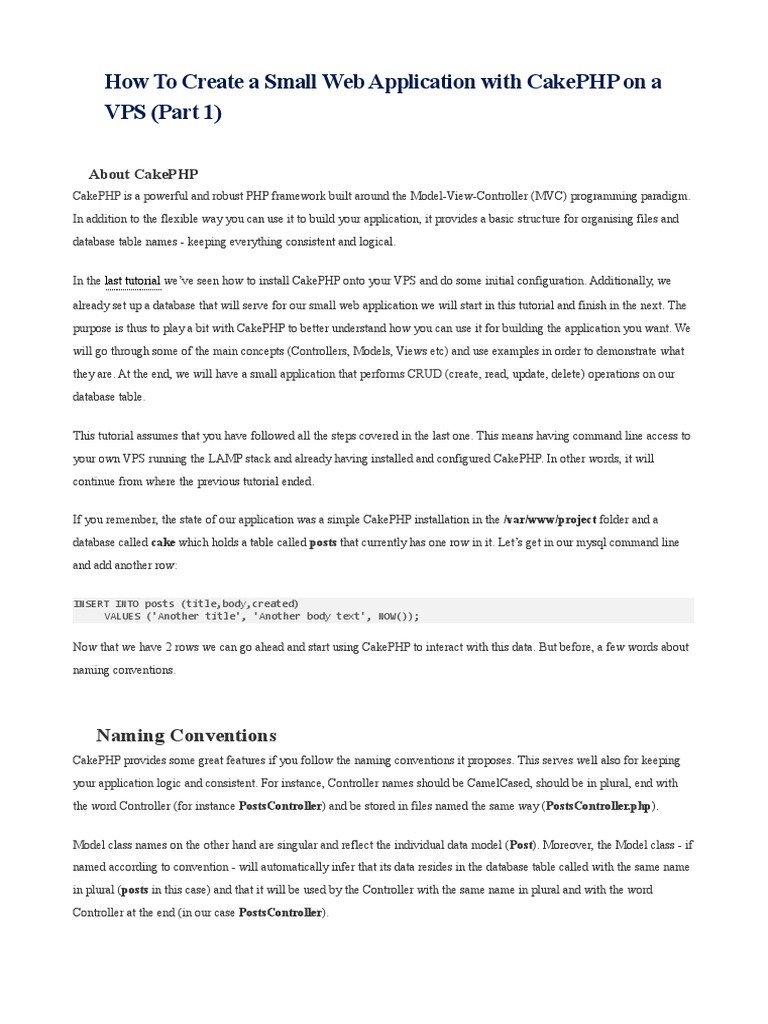 Create A Small Web Application With CakePHP | PDF | Database Index | Databases