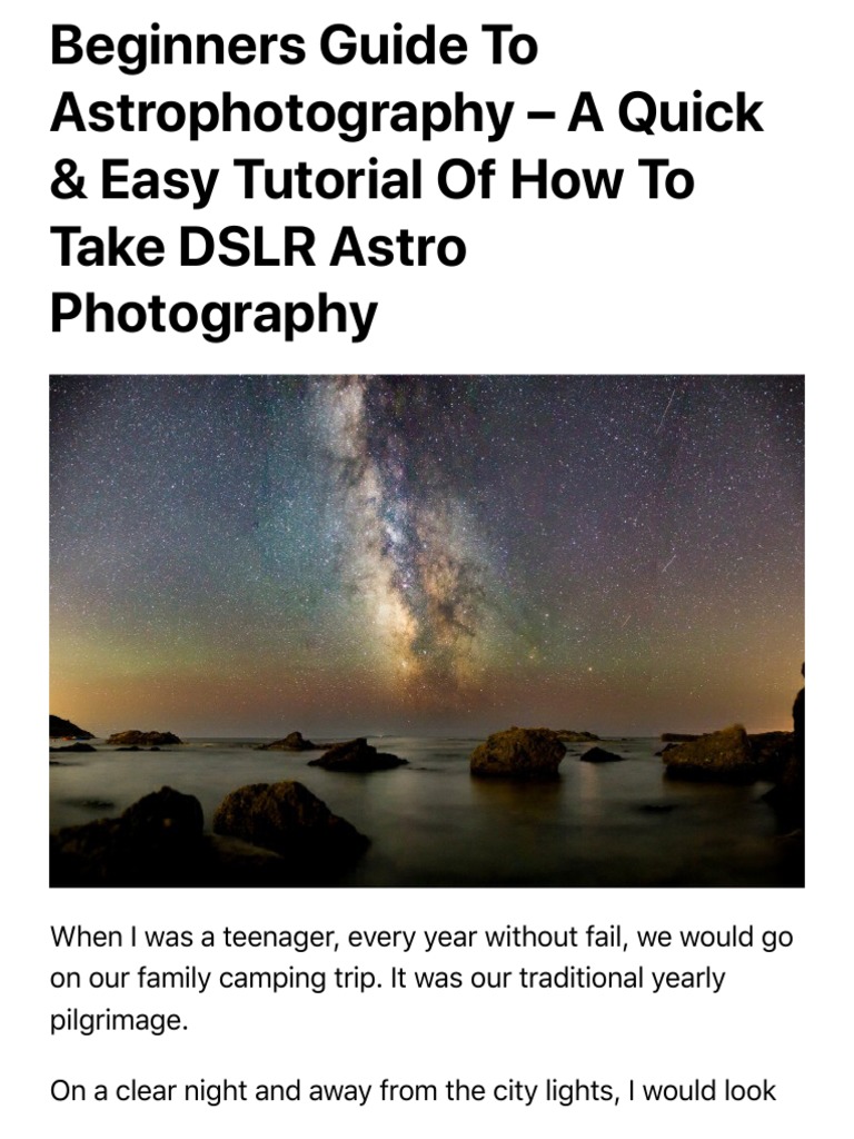 Astrophotography For Beginners: A Complete A-Z Guide (2021) | PDF ...