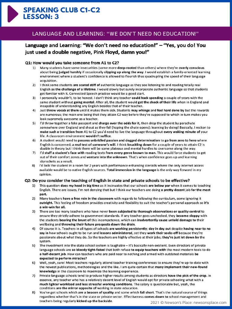 Language and Learning Lesson 1 | PDF