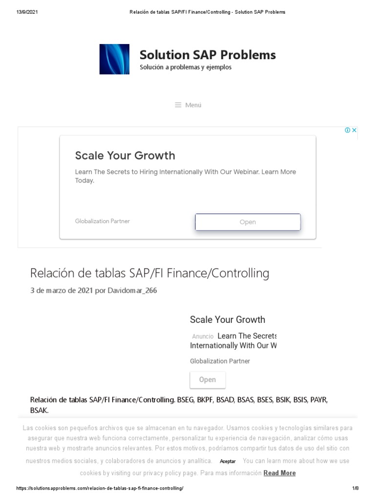 Relación de Tablas SAP - FI Finance - Controlling | PDF | Cookie HTTP ...