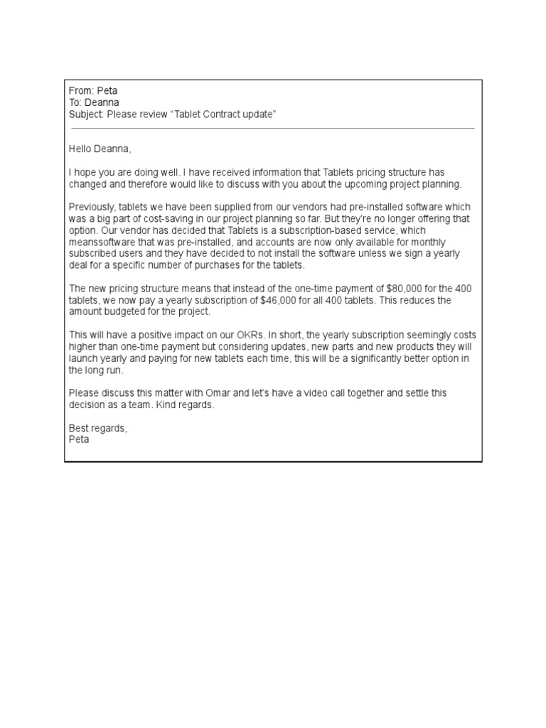 Activity Template - Senior Stakeholder Email | PDF