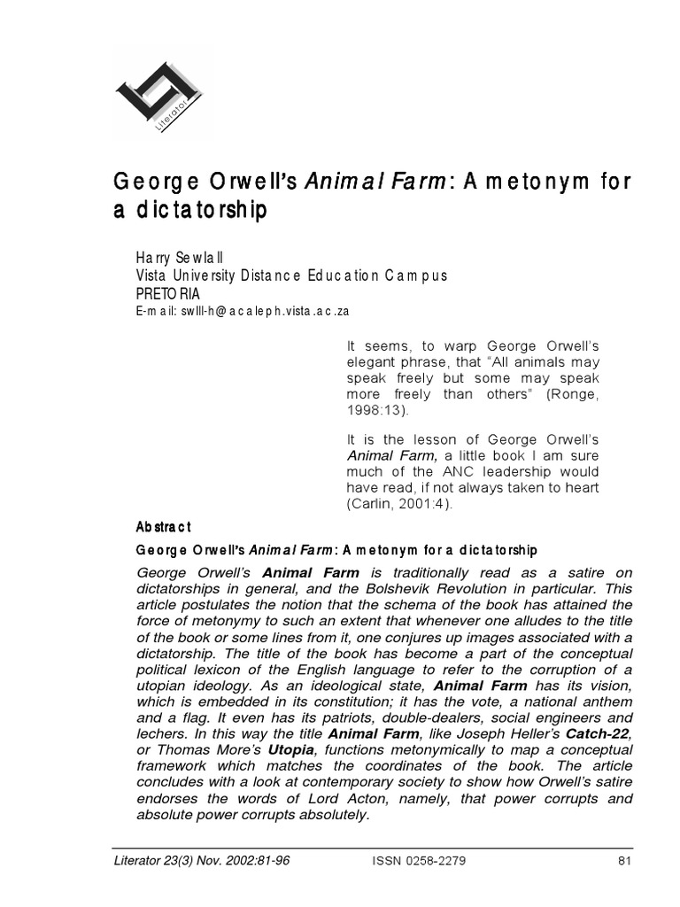 George Orwell Animal Farm | PDF | Metaphor