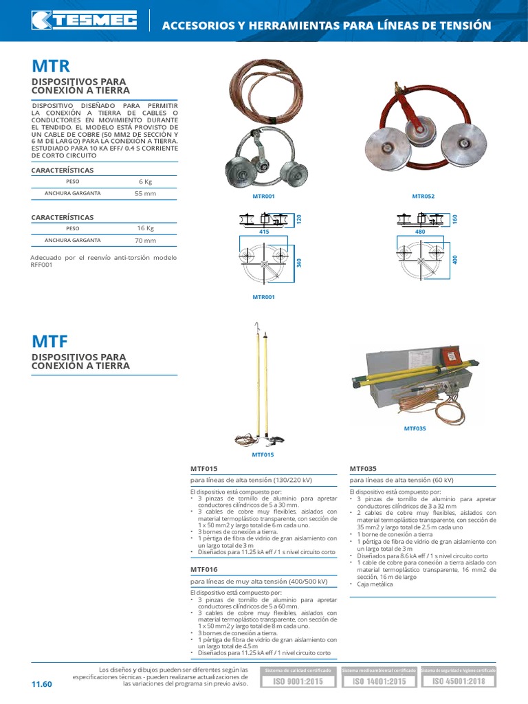 11.60 2019.04 Tesmec Stringing Catalog MTR MTF Es LR | PDF | Aislador ...