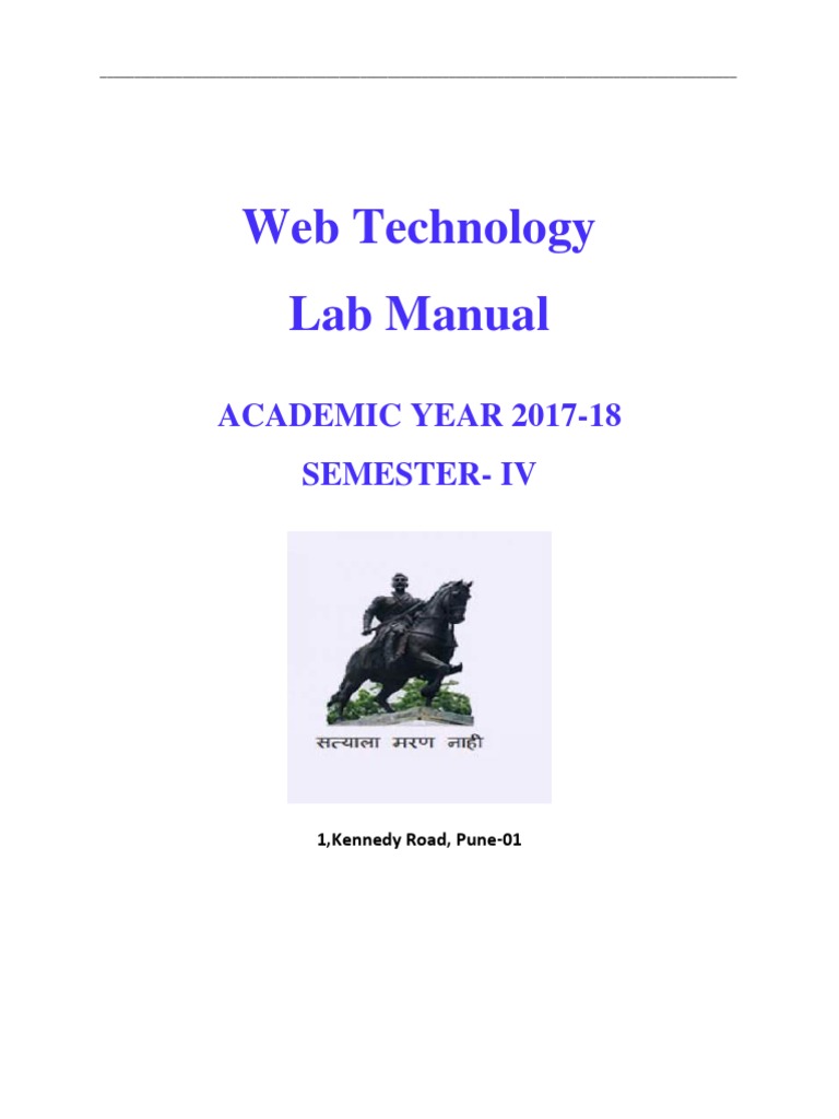 Web Technology Lab Manual: ACADEMIC YEAR 2017-18 Semester-Iv | PDF ...