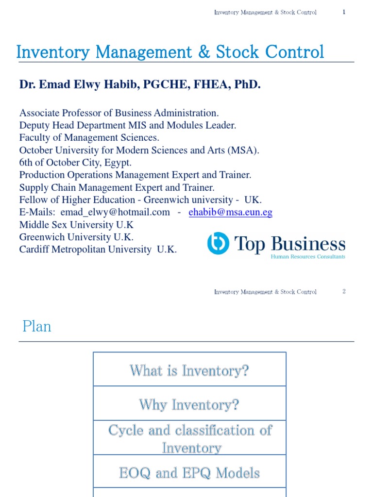 Inventory Management Stock Control | PDF | Inventory | Demand