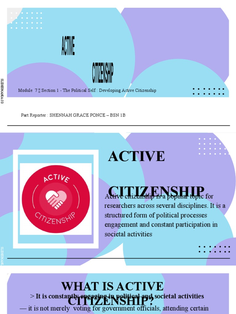 Module 7 Section 1 - The Political Self: Developing Active Citizenship ...