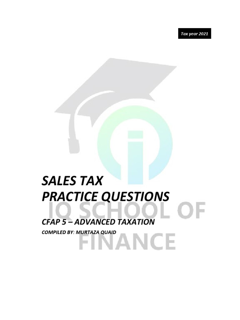 Sales Tax - Practise Questions | PDF | Taxes | Sales Taxes In The ...