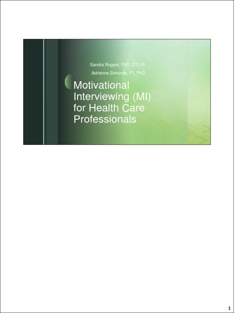 Motivational Interviewing (MI) For Health Care Professionals | PDF ...