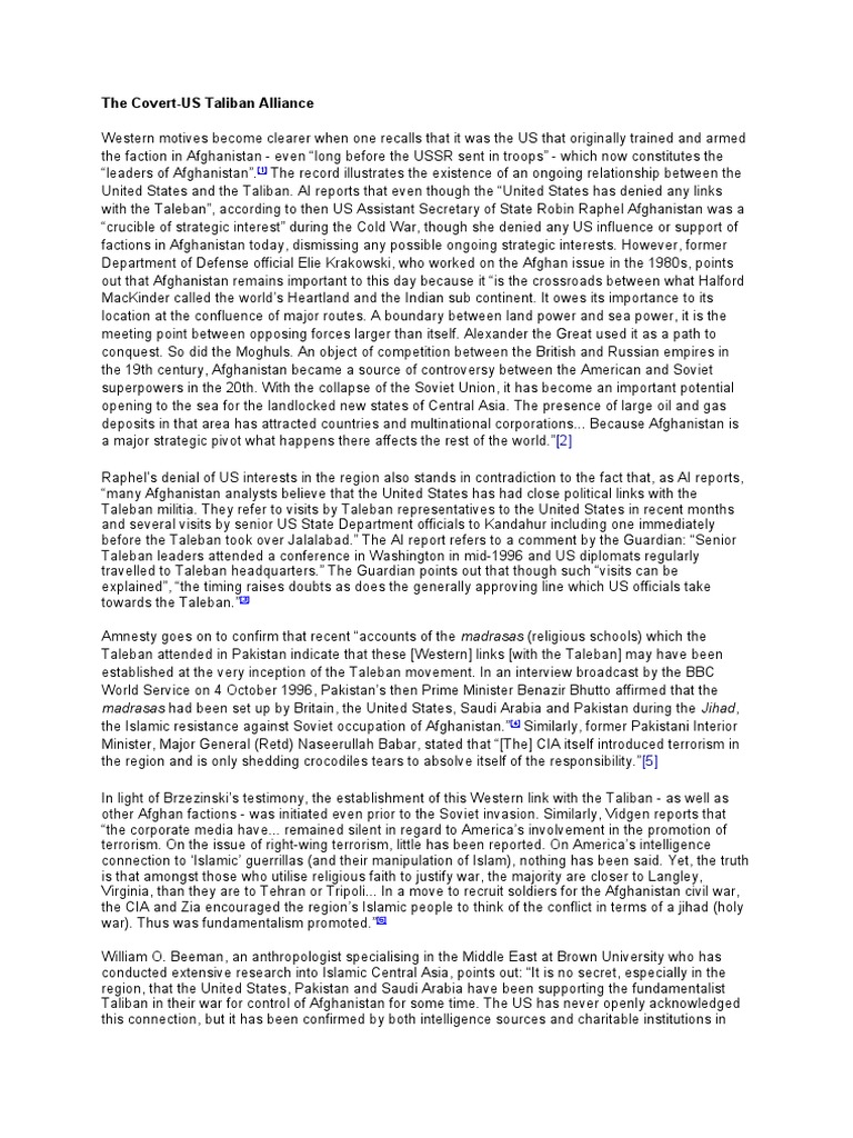 The Covert-US Taliban Alliance | PDF | Taliban | Central Intelligence ...