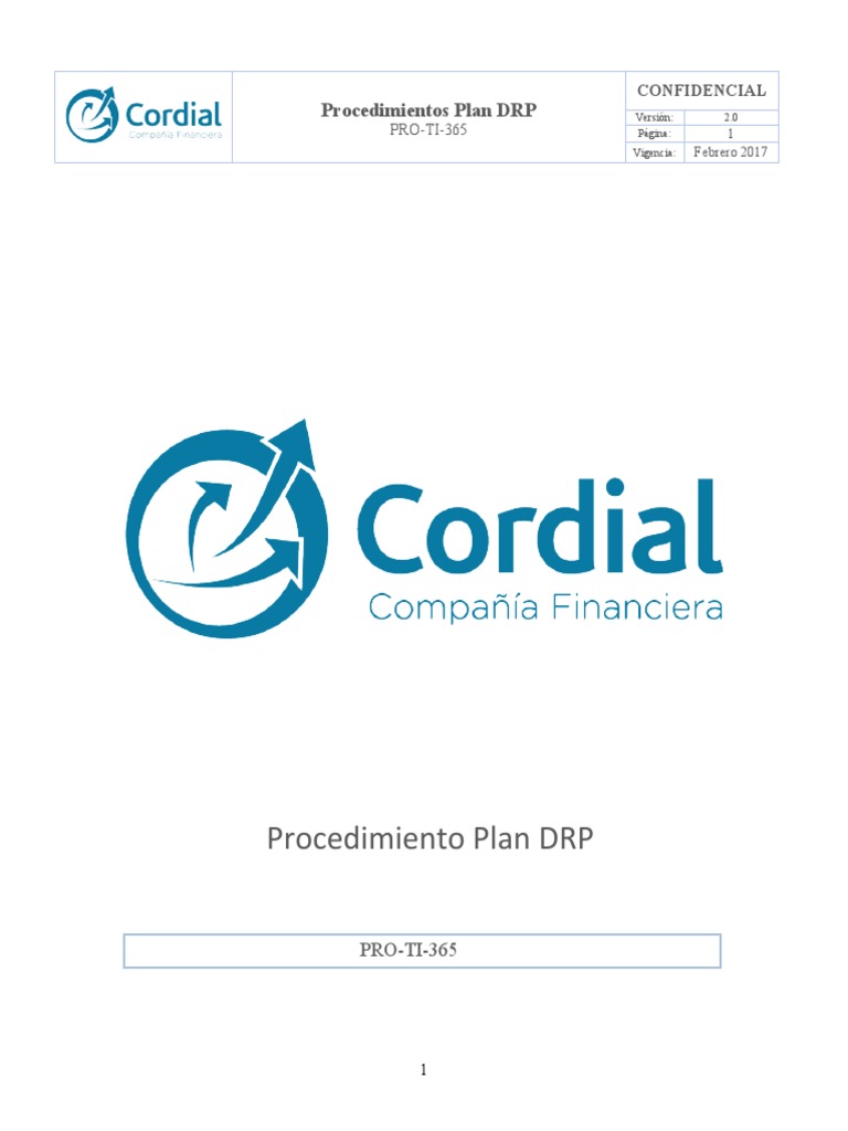 Procedimientos para Plan DRP en Finanzas | PDF | Planificación | Auditoría