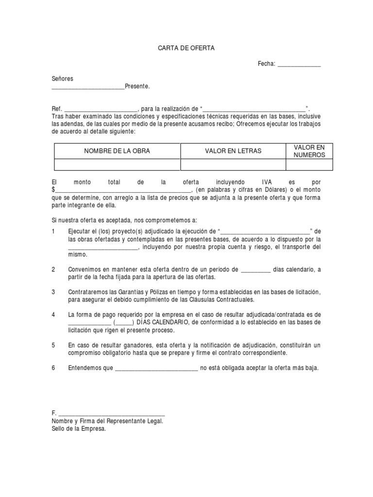 Carta de Oferta | PDF