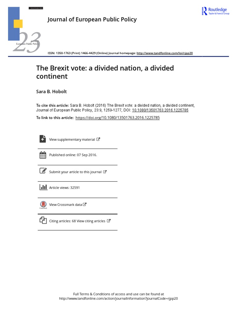 The Brexit Vote A Divided Nation A Divided Continent | PDF | Brexit ...
