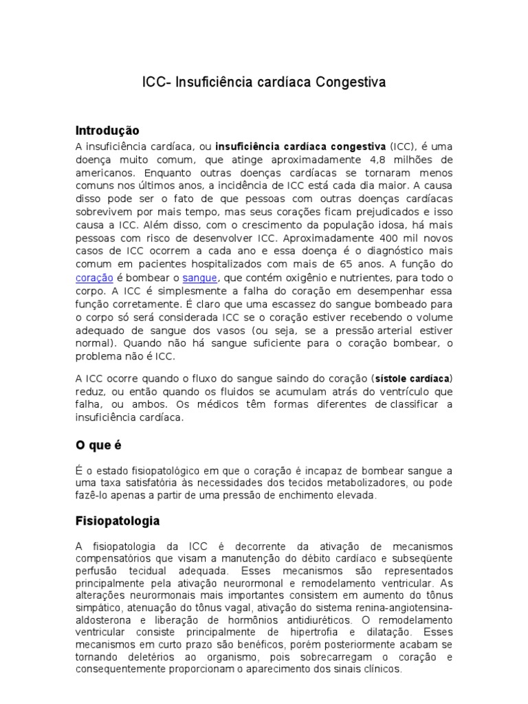 Fisiologia Do ICC - Insuficiencia Cardiaca Congestiva | PDF ...