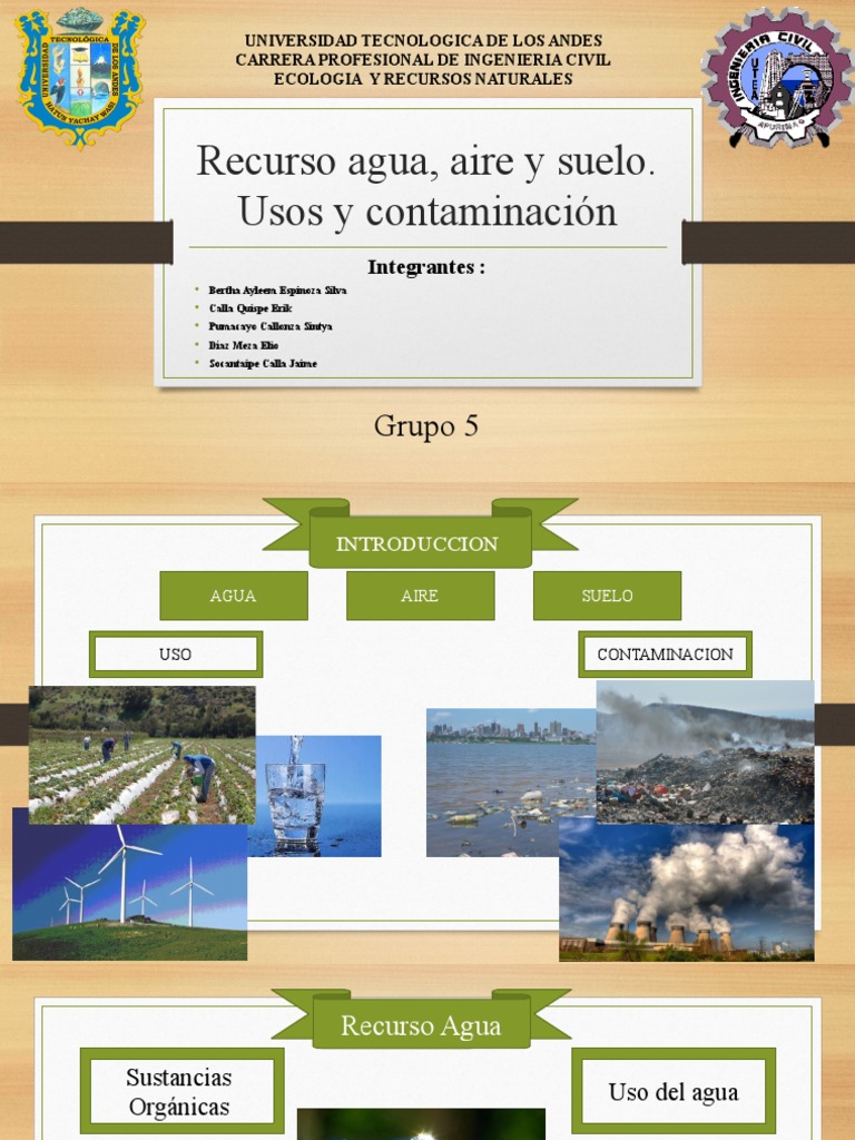 Recursos naturales agua, aire y suelo: usos y contaminación | PDF ...