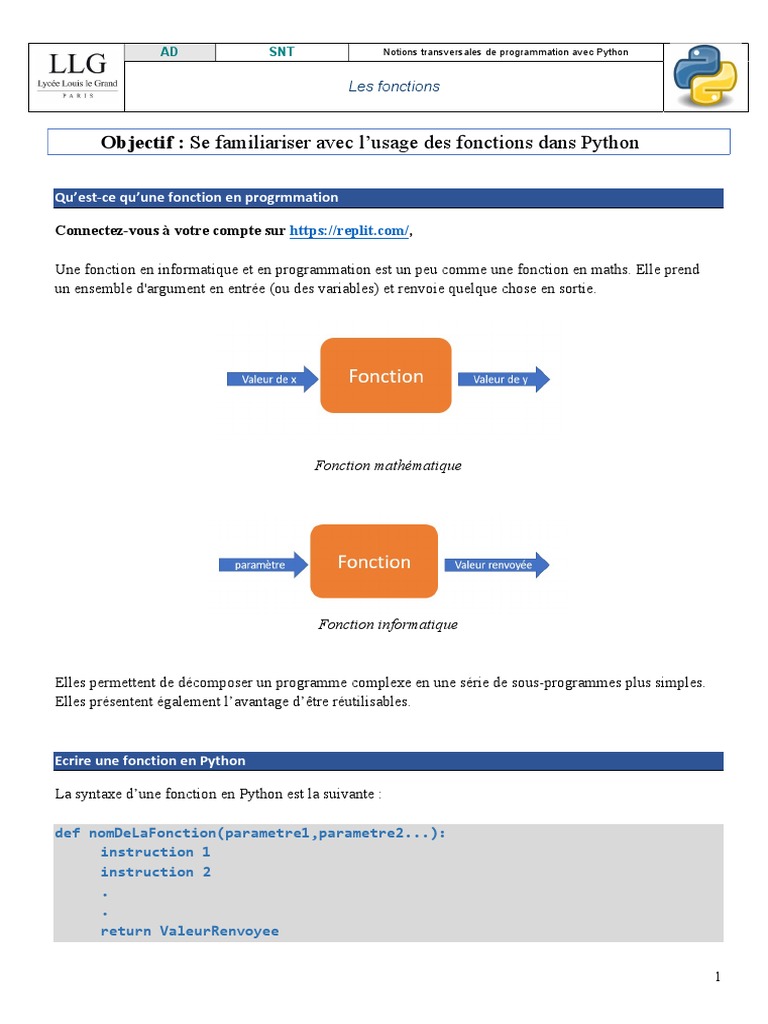 Python Fonctions Eleve | PDF