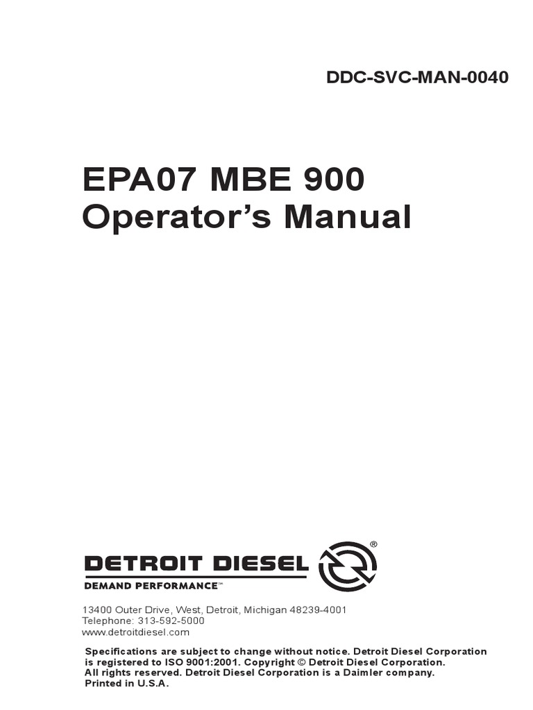 DDC-SVC-MAN-0040 Epa07 | PDF | Engines | Diesel Engine