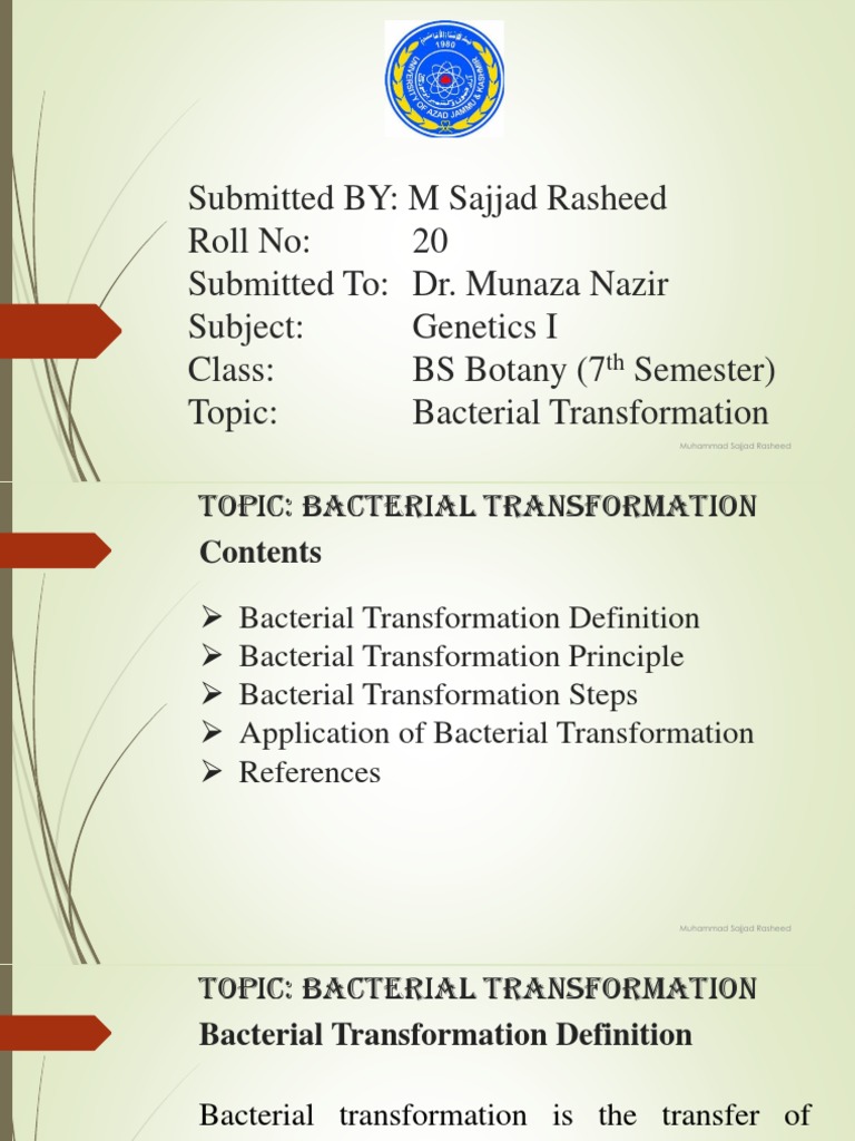 Bacterial Transformation Presentation | Download Free PDF ...