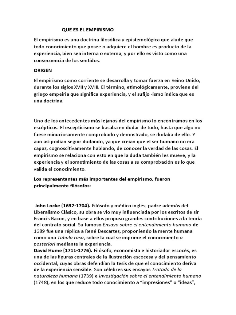 Filosofía del Empirismo | PDF | Empirismo | Conocimiento