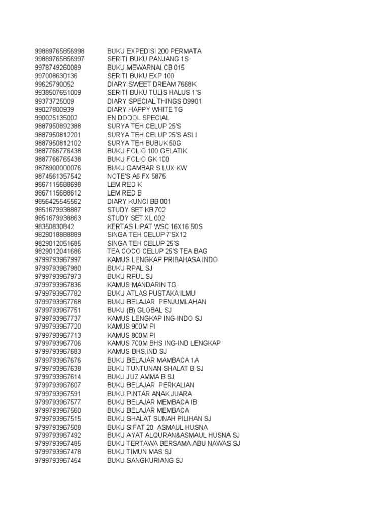 Database Barcode Produk Indonesia Update 12 Agustus 2021 | PDF