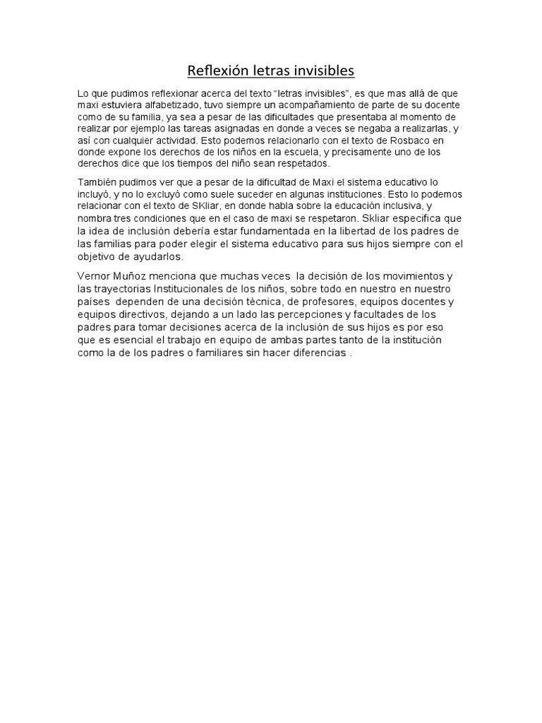 Reflexión Letras Invisibles-1 | PDF