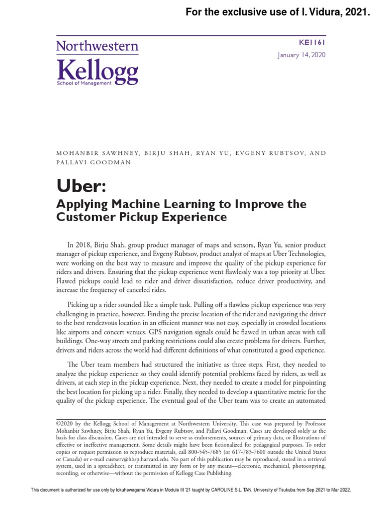 Uber: Applying Machine Learning To Improve The Customer Pickup ...