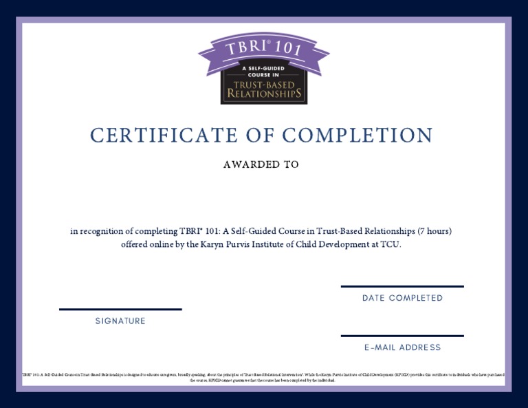 TBRI 101 Certificate of Completion Final | PDF
