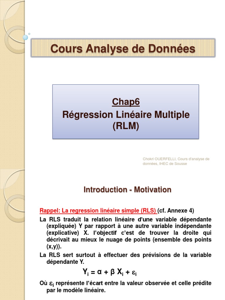 Chap 7 | PDF | Régression linéaire | Analyse de régression