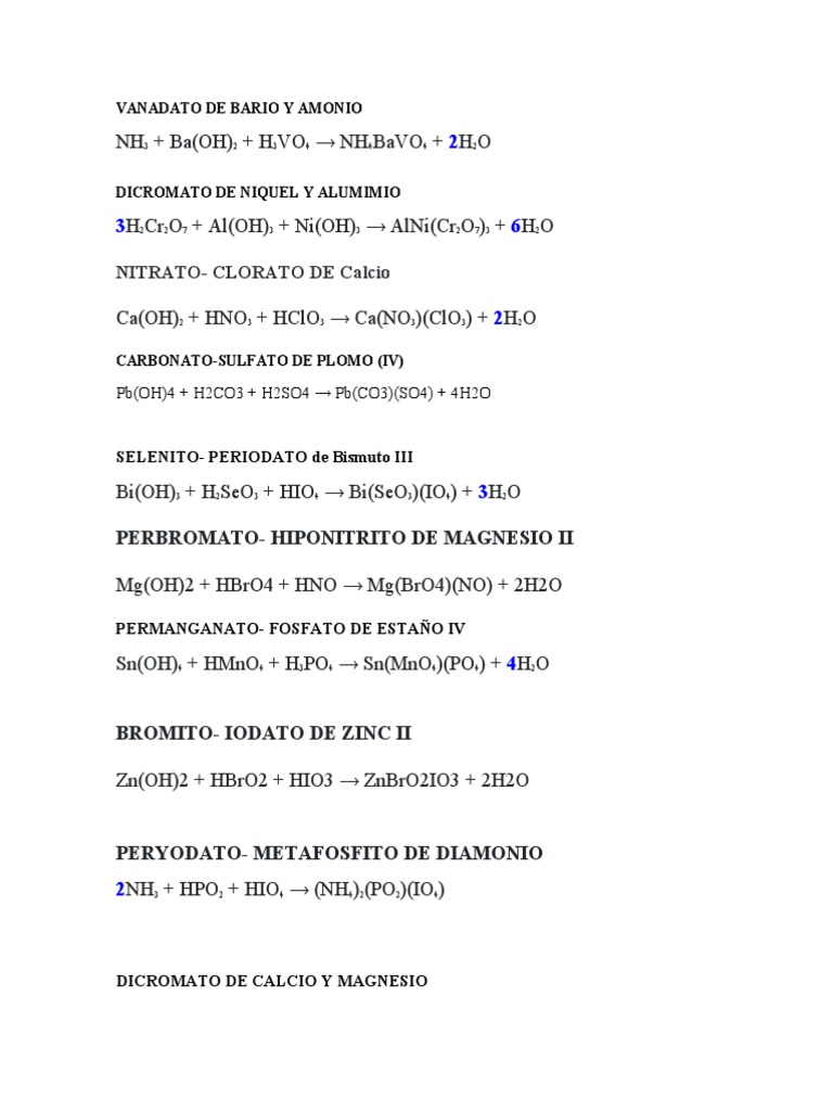 Vanadato de Bario y Amonio | PDF