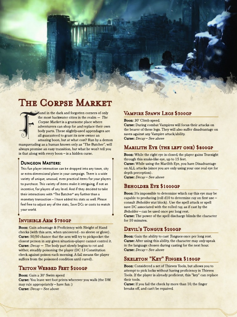 The Corpse Market | PDF