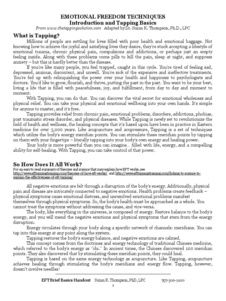 EFT Basics Handout For Brief Presentations | Download Free PDF ...