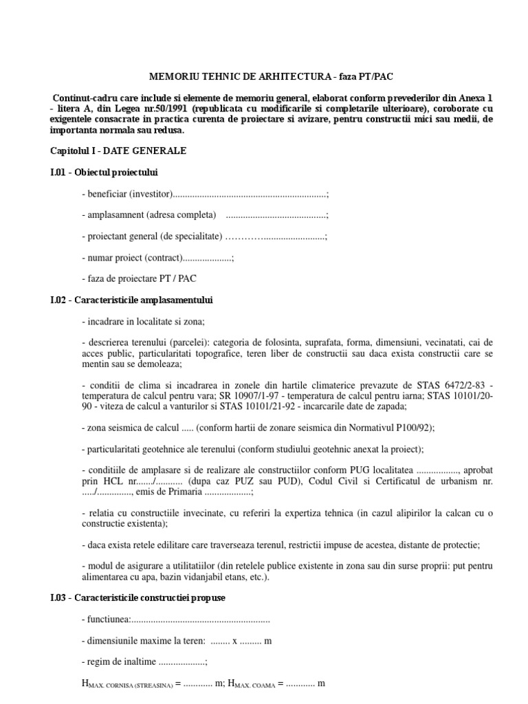 Exemplu Memoriu | PDF