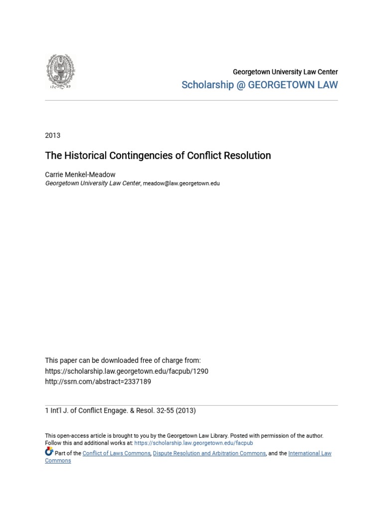 The Historical Contingencies of Conflict Resolution | PDF | Mediation ...