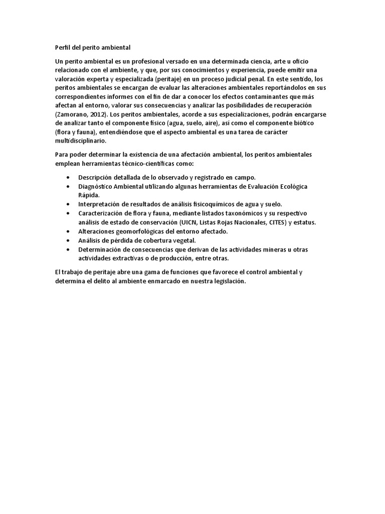 Perfil del Perito Ambiental | PDF | Ciencia y matemáticas