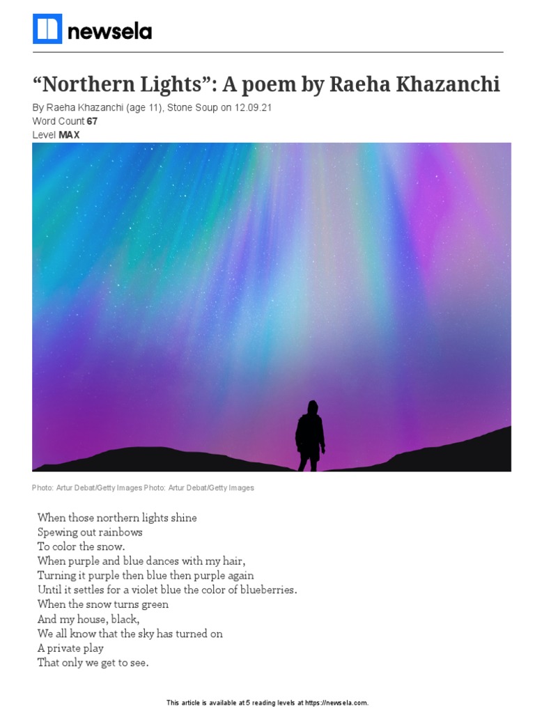 Northern Lights: A Poem by Raeha Khazanchi | PDF | Poetry