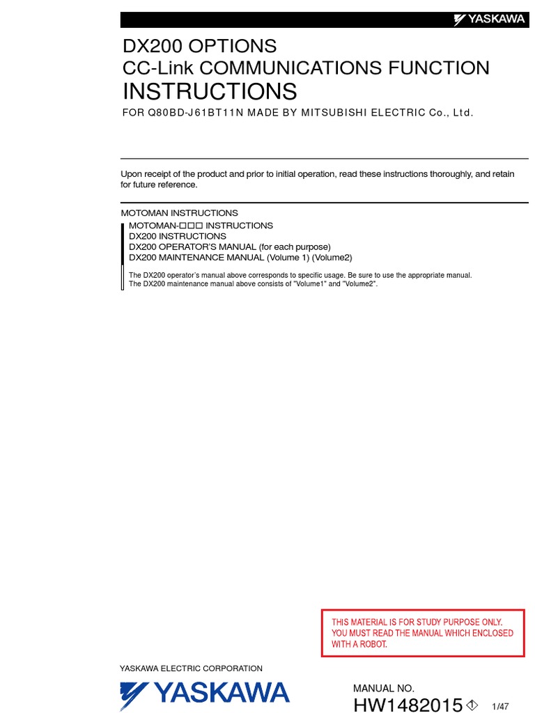 DX200 CC-Link Communication Manual | PDF | Input/Output | Programmable ...
