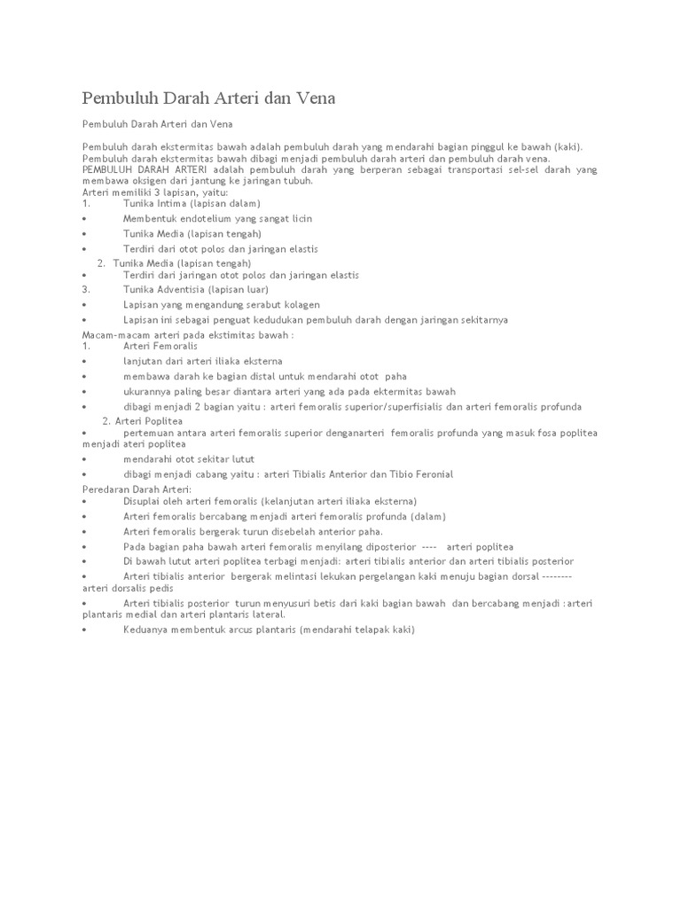 Pembuluh Darah Arteri Dan Vena | PDF