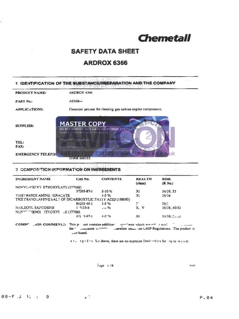 Chemetall Ardrox 6366 MSDS - Image.Marked | PDF