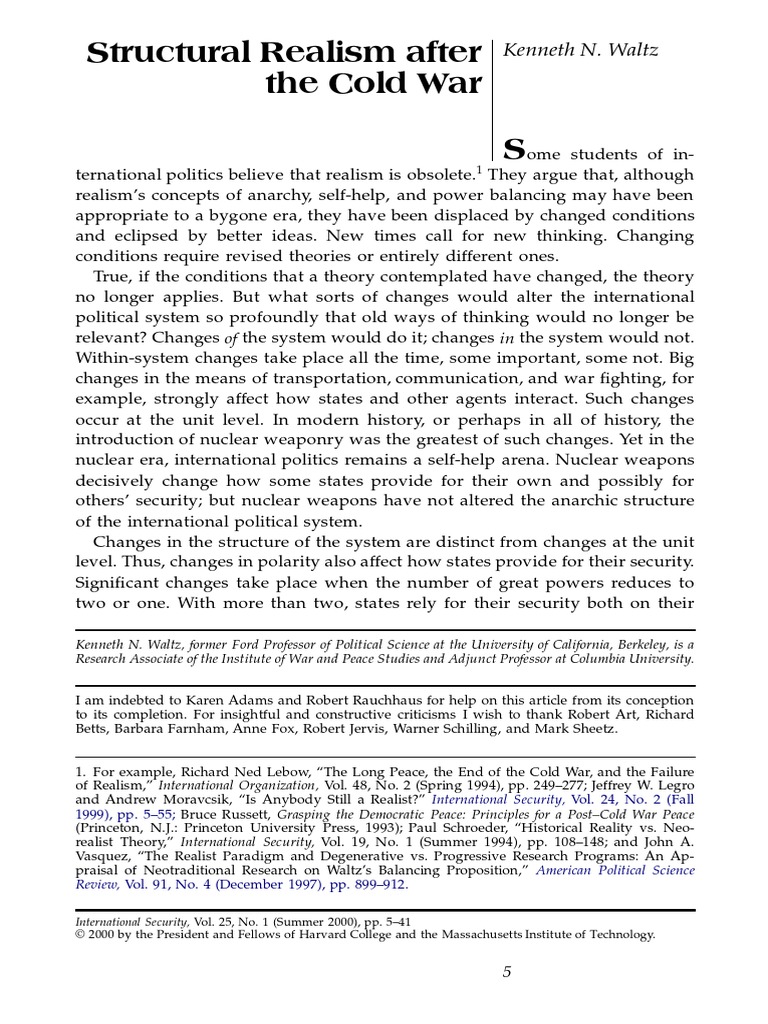 Waltz Structural Realism | PDF | Democracy | Political Ideologies