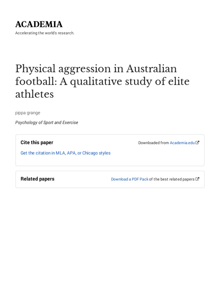 Physical Aggression in Australian Football: A Qualitative Study of ...