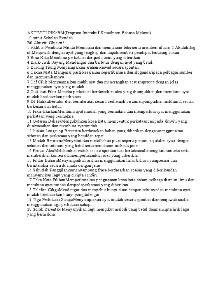 AKTIVITI PIKeBM | PDF