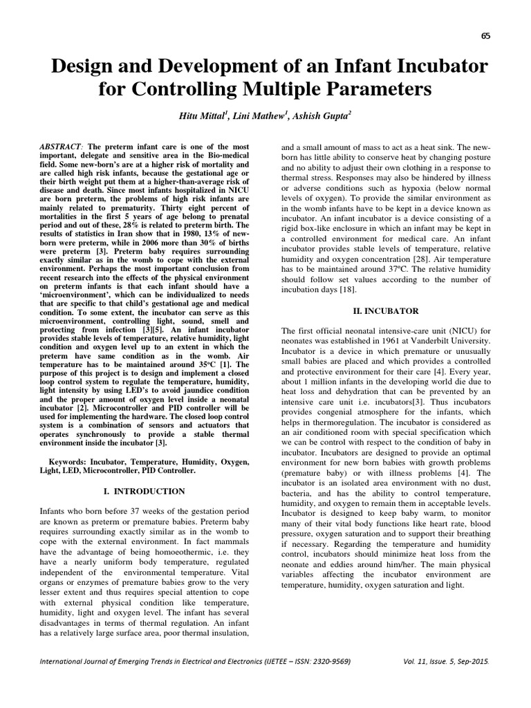 Design and Development of An Infant Incubator Pic Controller | Download ...
