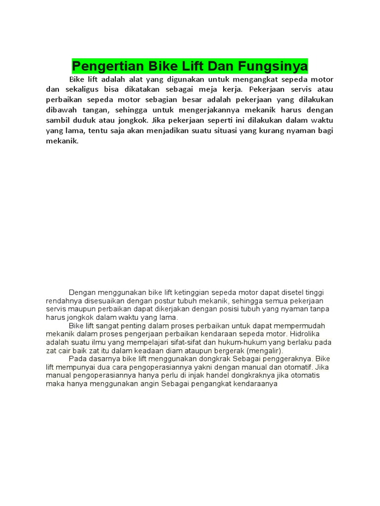 Bike Lift Dan Paddock | PDF