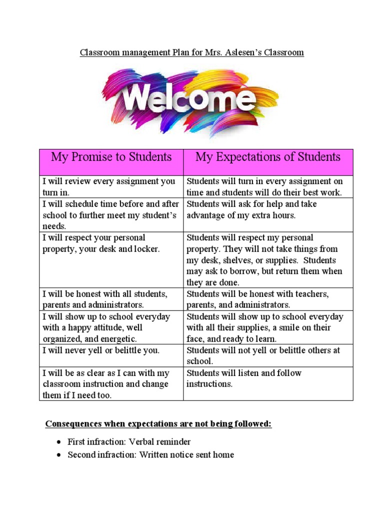 Classroom Management Plan | PDF